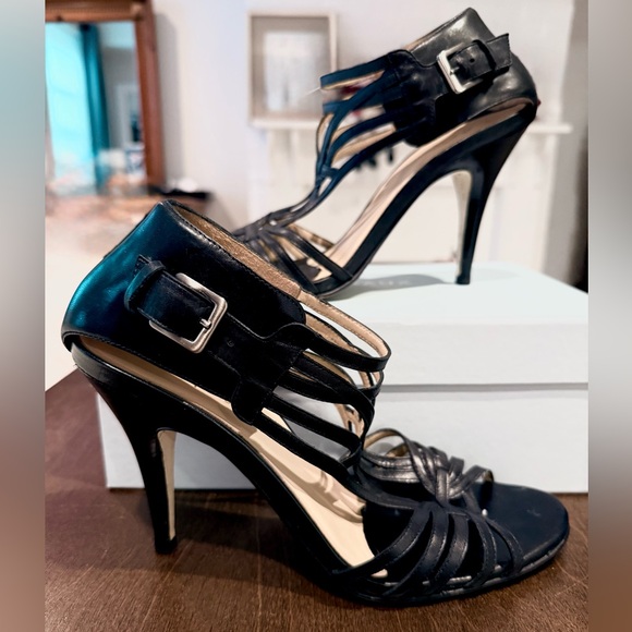 Cole Haan | Shoes | Cole Haan Black Stiletto Heels With Strappy Design ...